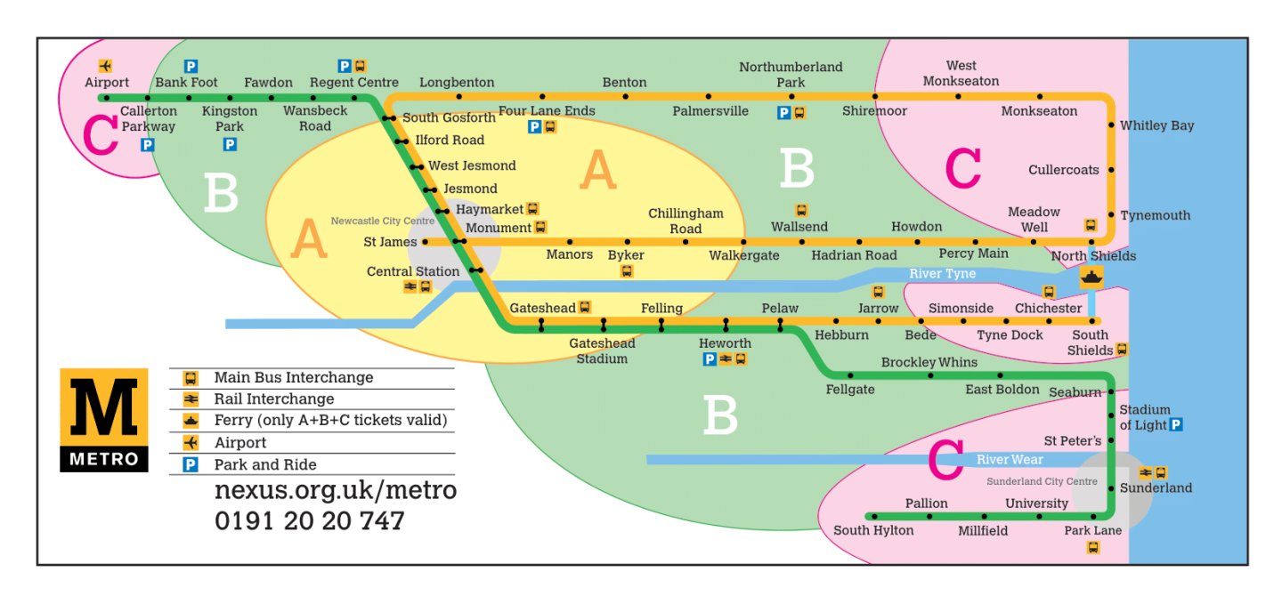 Newcastle upon Tyne metro - route map, tickets and fares