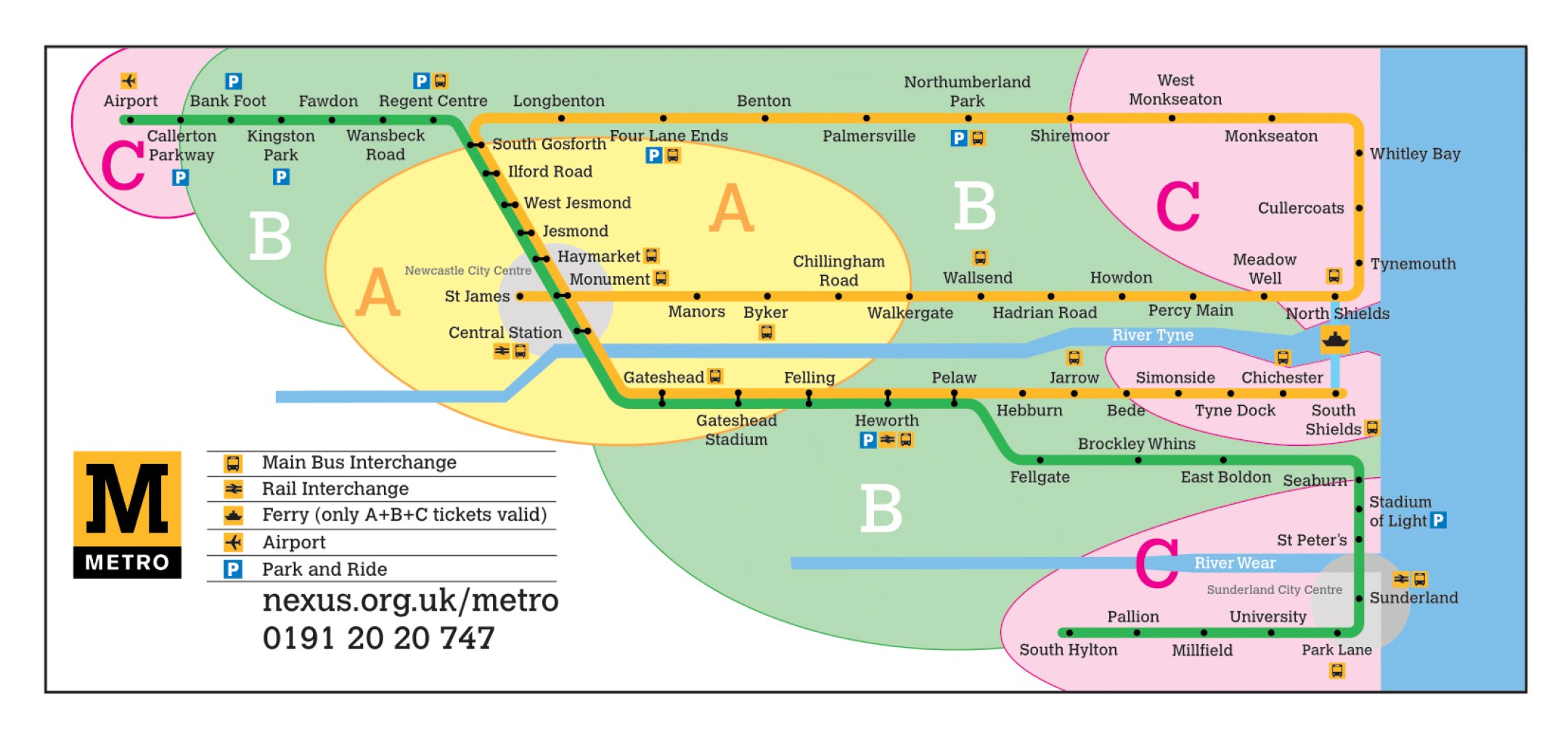 Newcastle upon Tyne metro - route map, tickets and fares