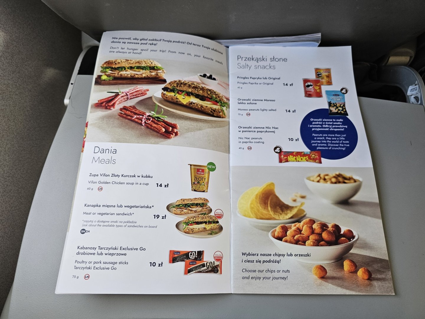 LOT on board services: food, wifi, IFE