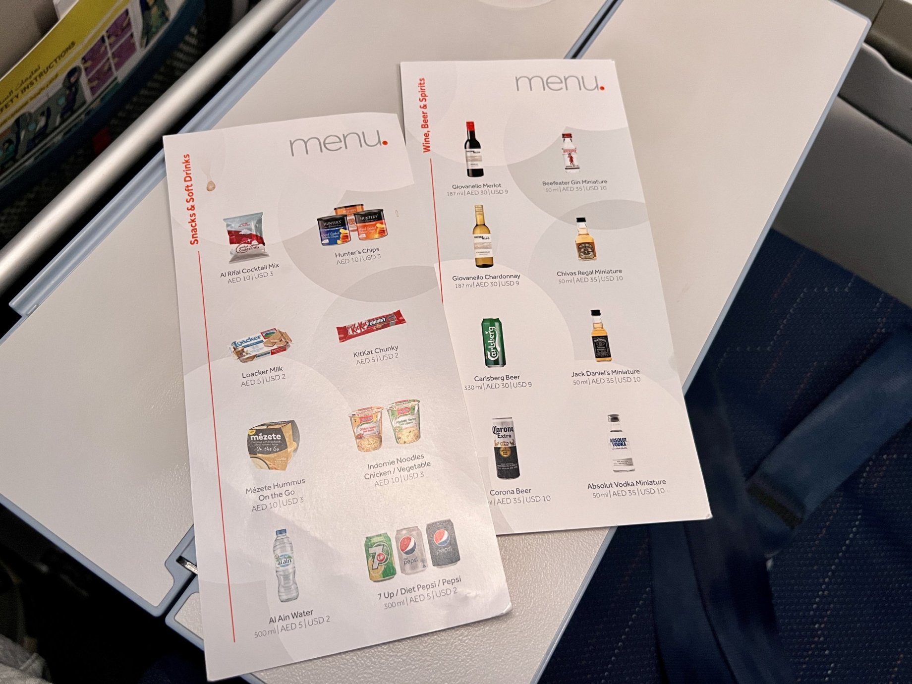 FlyDubai on board services: food, wifi, IFE
