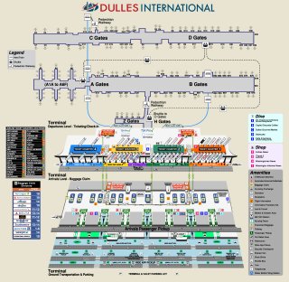 Connections and terminals at Washington Dulles Airport (IAD)