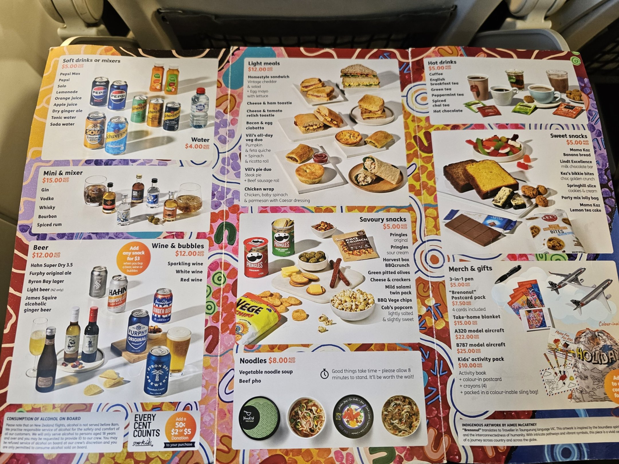 Jetstar on board services: food, wifi, IFE